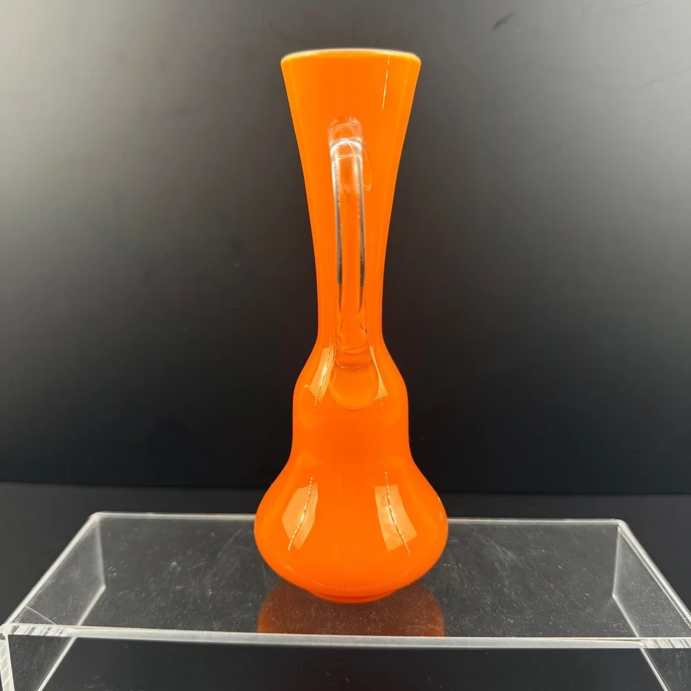 Accents | Vintage Orange Cased Glass Pitcher Mcm White Interior 65 ...